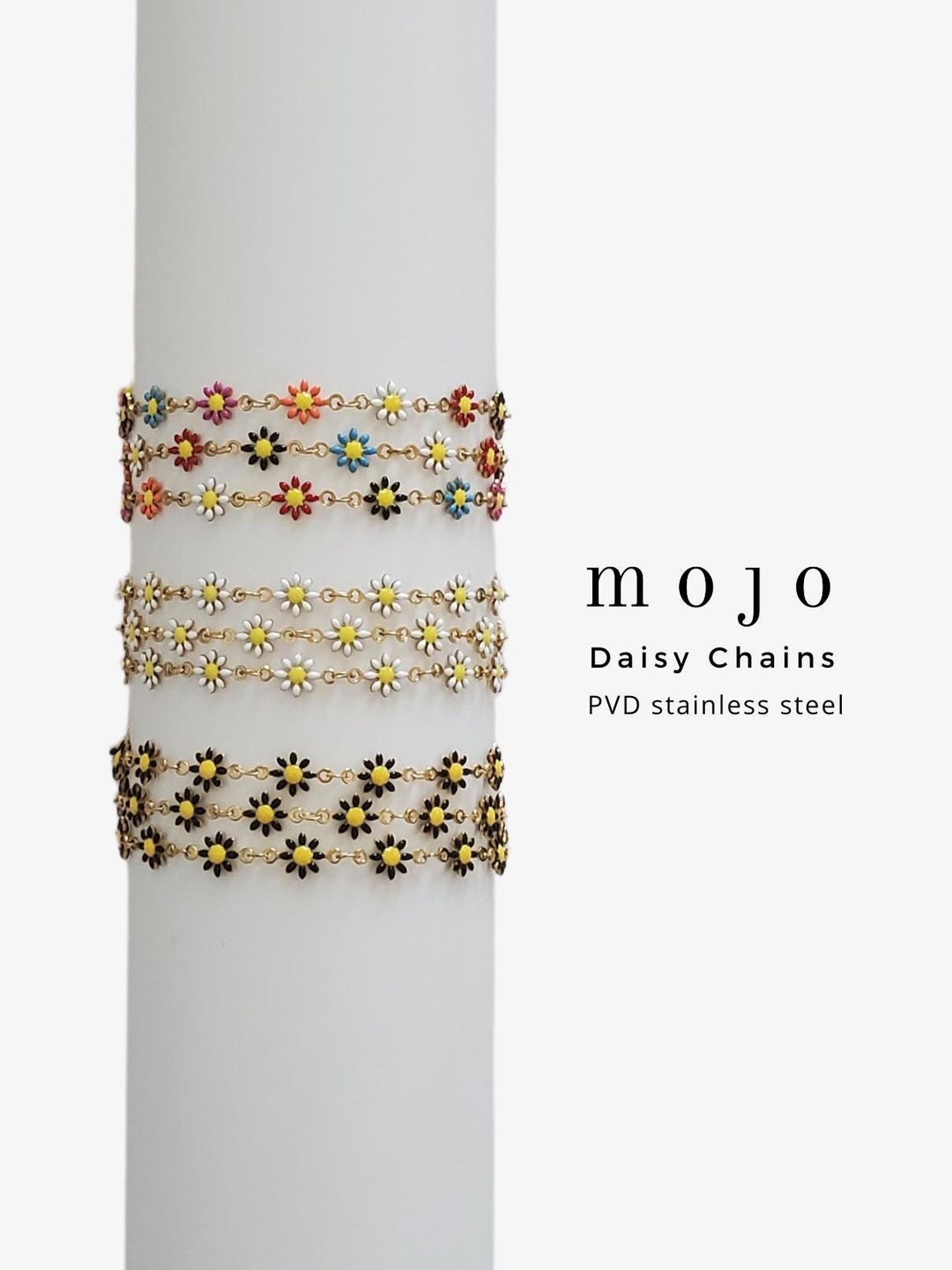 Daisy Chains for Permanent Jewelry PVD Stainless Steel Black, White ...