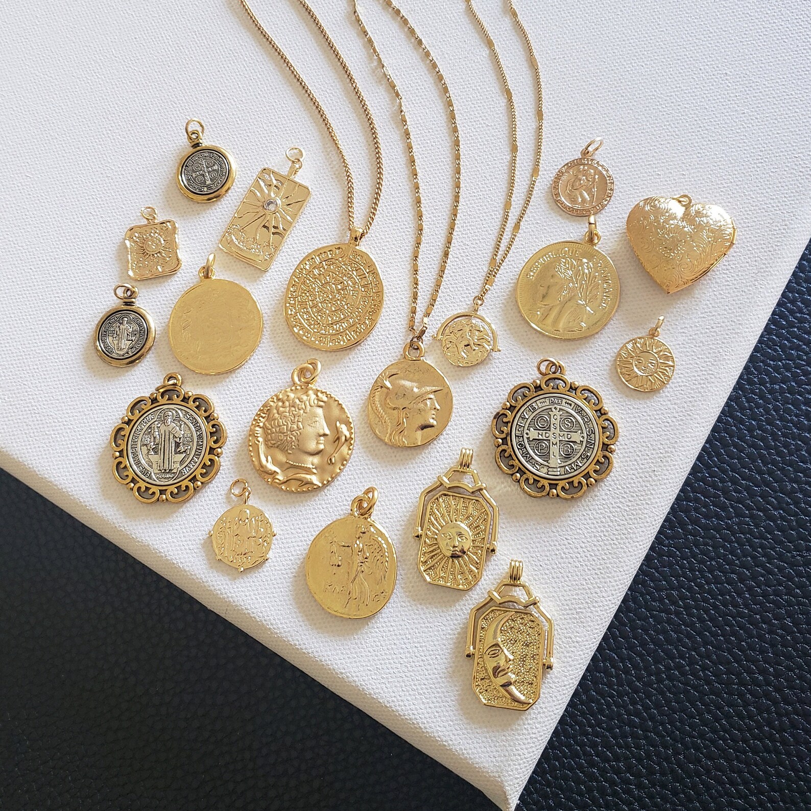 Slide-on Gold Double Sided Large Coin Pendant Reversible Roman | Etsy