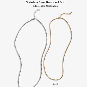 2 Colors! Gold & Silver Box Chain Rounded Box Necklace Adjustable for ...