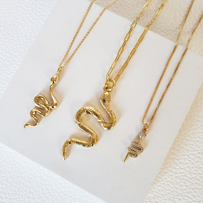Gold Snake Pendant 3 Styles 24K Gold Plated Brass Snake Charm | Etsy