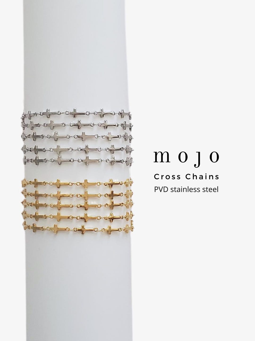 Cross Chain for Permanent Jewelry PVD Stainless Steel Gold and Silver ...
