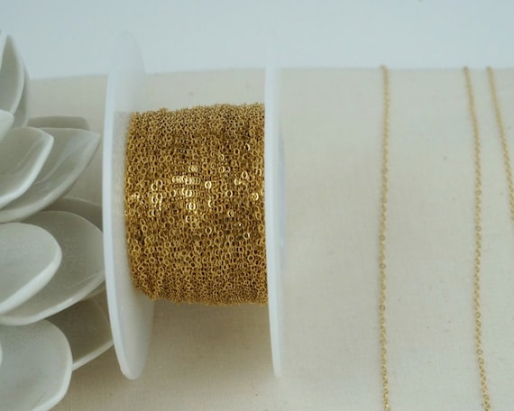 14K Gold Filled Dainty Tiny Chain by the Foot Necklace Choker | Etsy