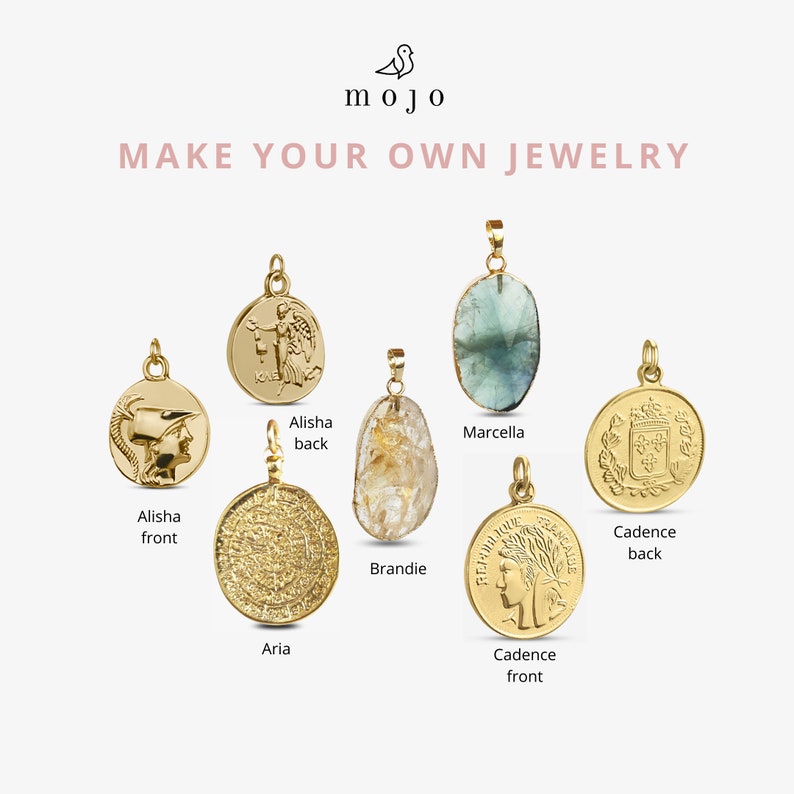 Slide-on 5 Styles Gold Coin and Crystal Gold Filled Layered Necklaces ...