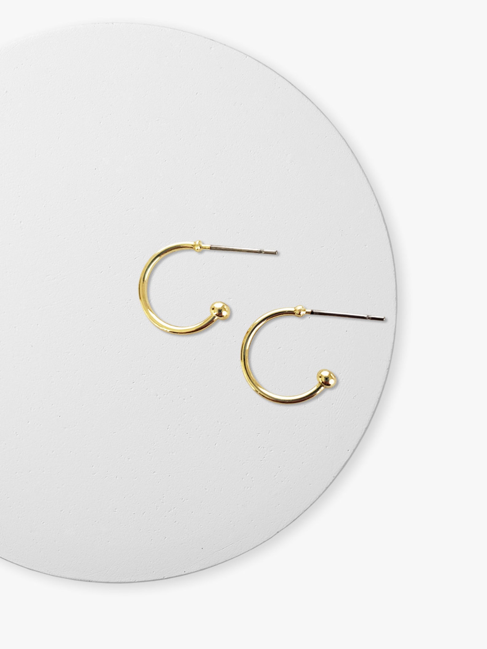 Gold Hoops With Ball Simple Gold Hoops Gold Earring Findings Small ...
