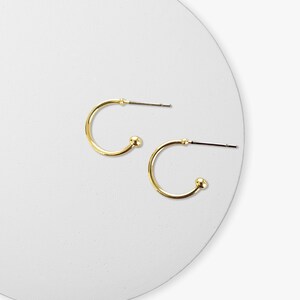 Gold Hoops With Ball Simple Gold Hoops Gold Earring Findings Small ...
