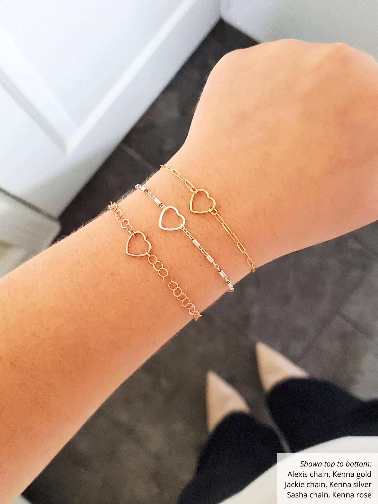 Set of 5 X 14K Gold Filled or 925 Sterling Silver Heart Connector for ...