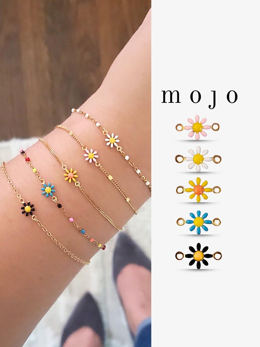 5 Colors! Gold Daisy Connectors Double Sided Flower Connector for ...