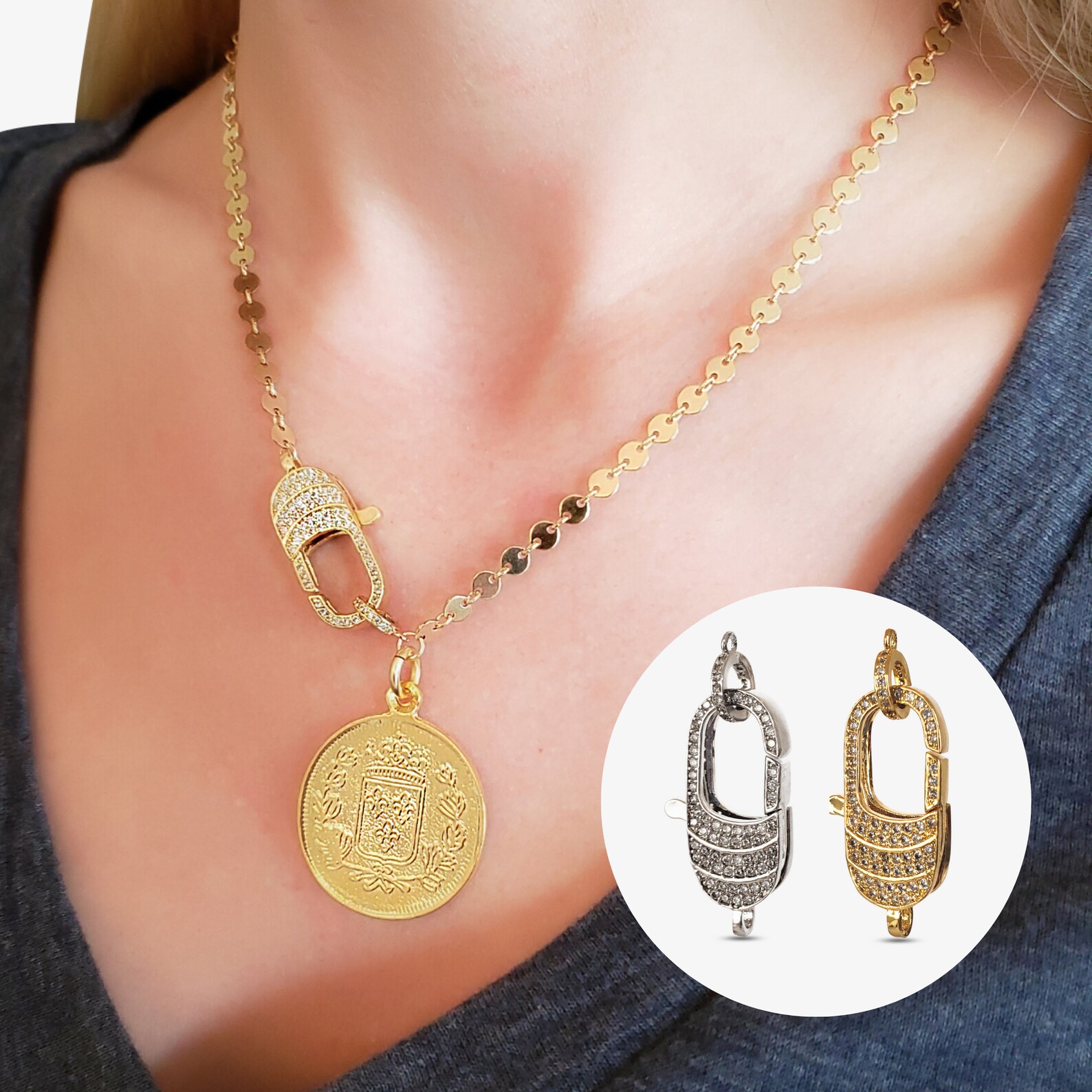 4 Colors Large Chunky Chain Necklace Clasp Long Oval Lobster - Etsy