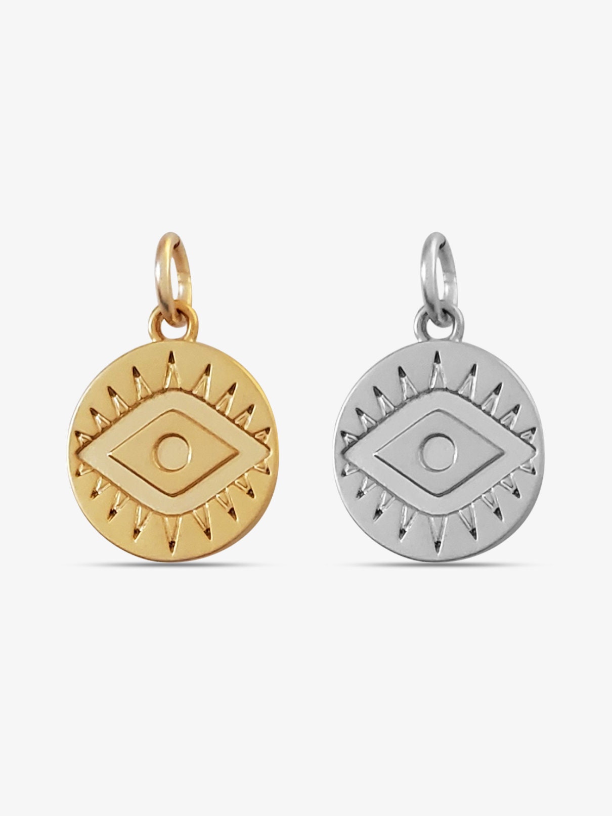 Slide on Evil Eye Charm Protection Jewelry Silver or Gold Layering ...