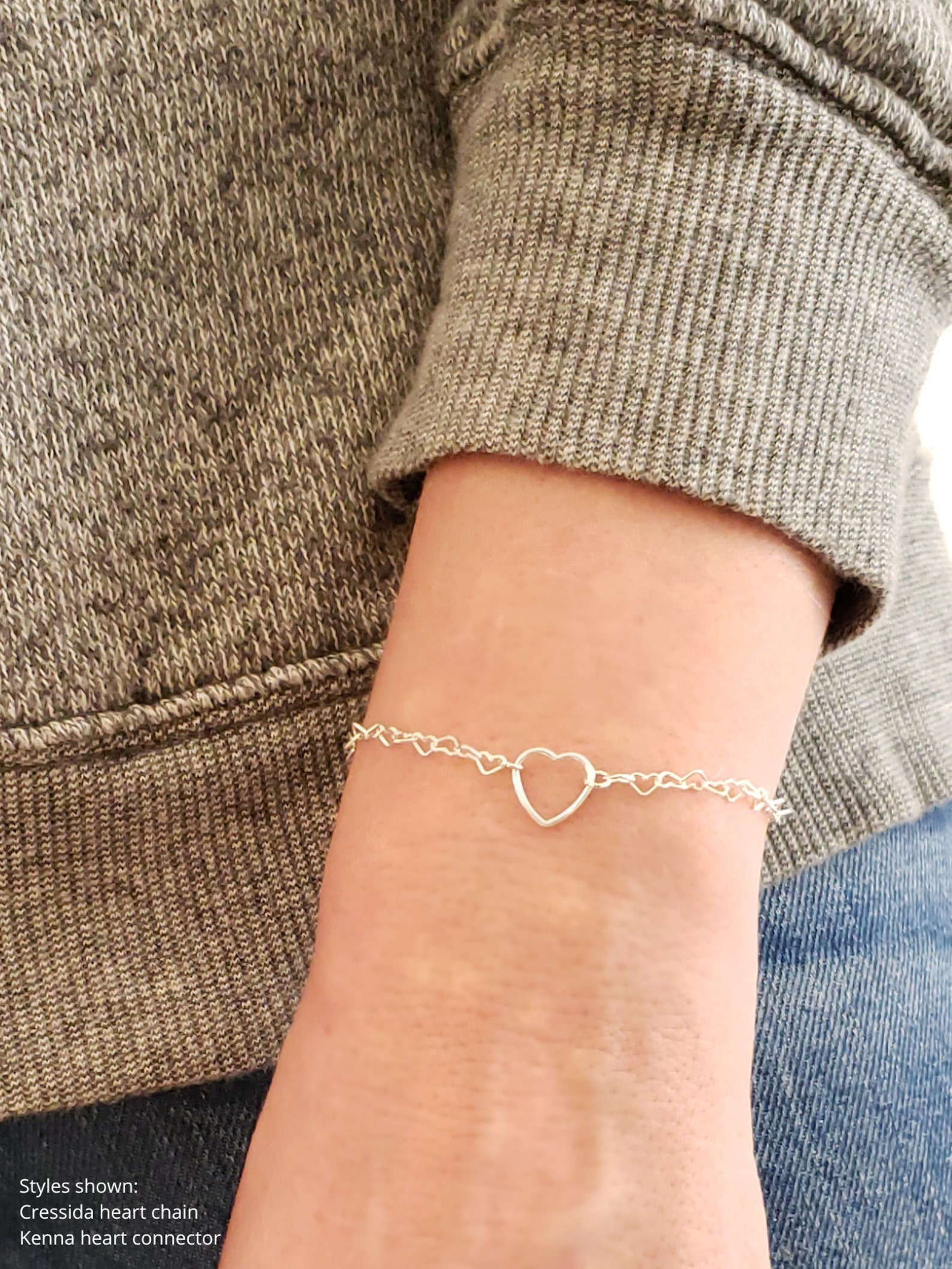 Set of 5 X 14K Gold Filled or 925 Sterling Silver Heart Connector for ...