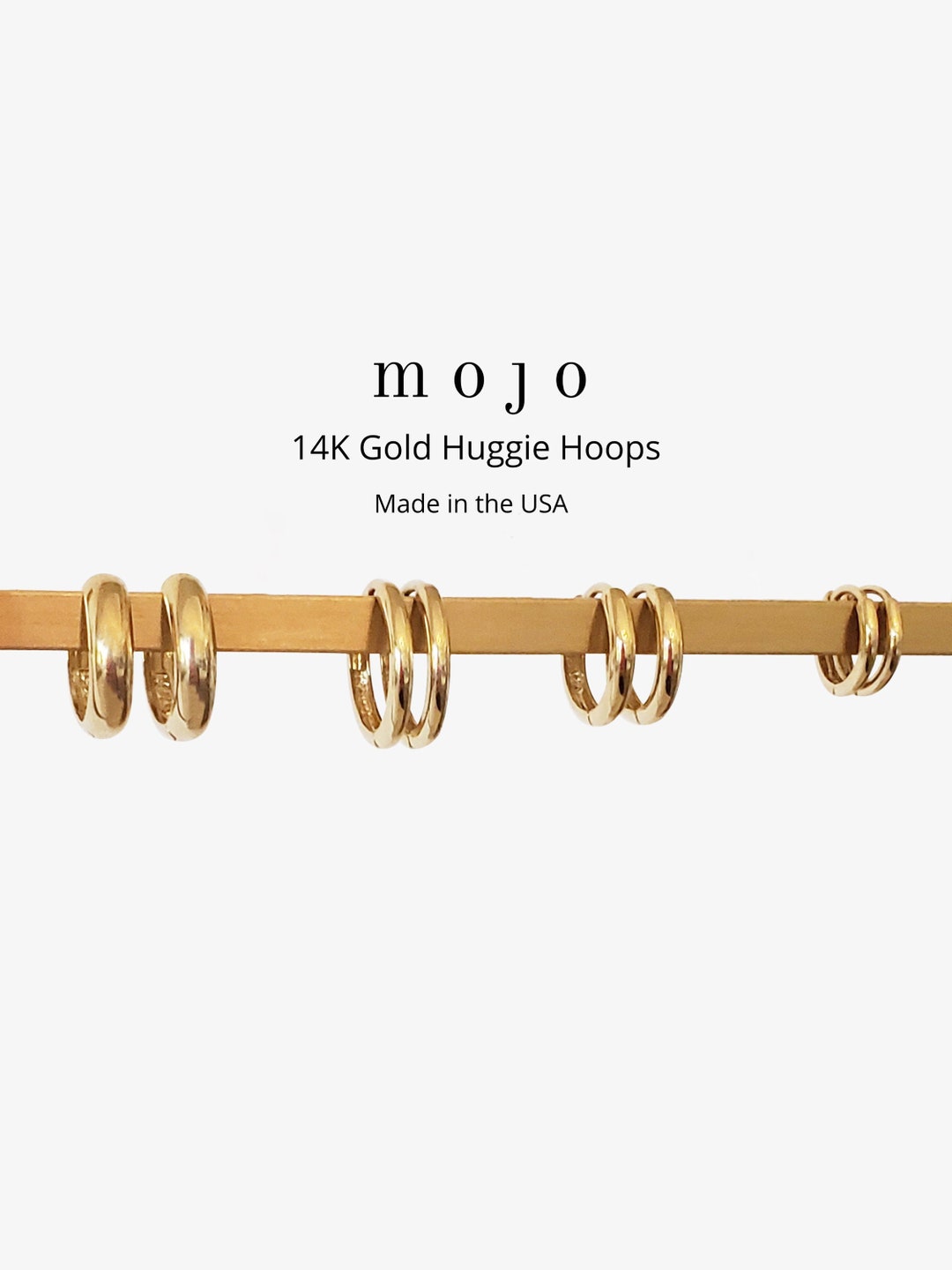 14K Solid Gold Huggie Hinged Hoop Earring Huggie Hoops Gold Hoop 8mm ...