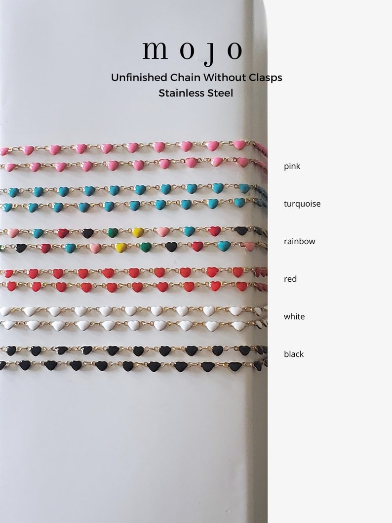 Gold Enamel Heart Chains, White Black Turquoise Pink Red Rainbow Hearts ...