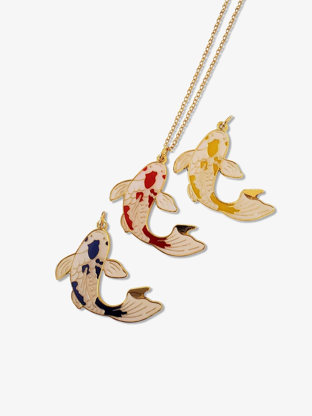 Gold Koi Fish Pendant Add on Colorful Fish Charm Good Luck Fortune ...