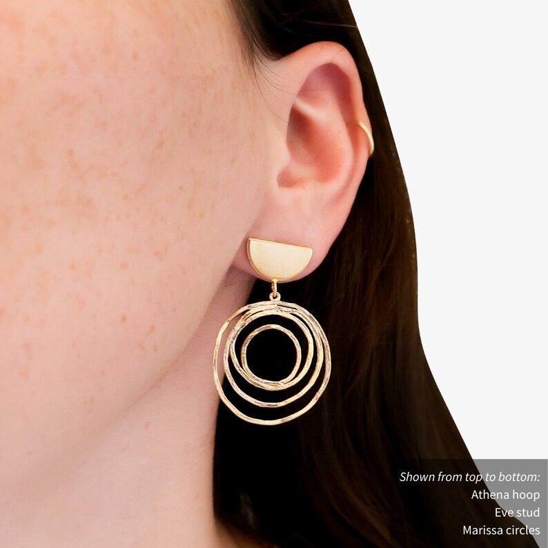 Gold Concentric Circles Pendant Continuous Circle Charm Unique | Etsy