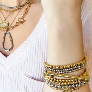 Gold Stainless Steel Bar Bracelet Twist Open Screw Lock Bracelets ...
