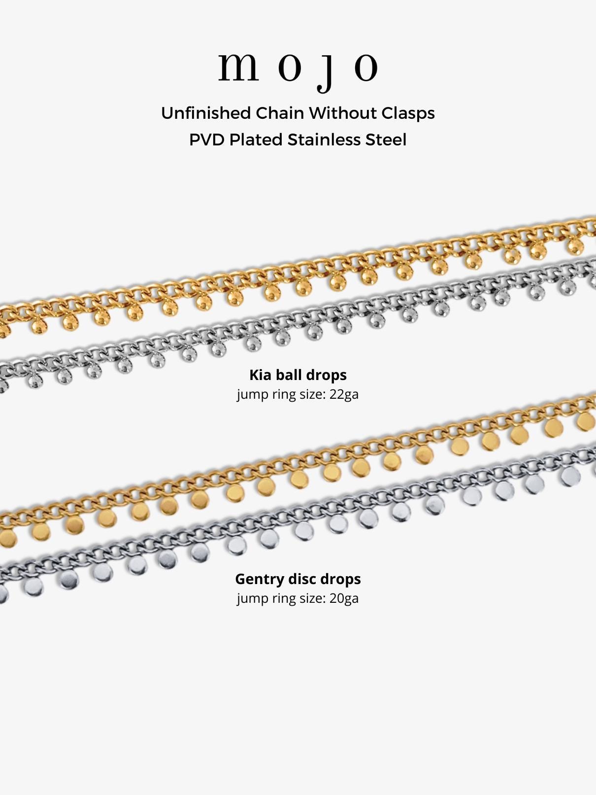 Drop Chains for Permanent Jewelry Gold and Silver Ball Disc Curb ...
