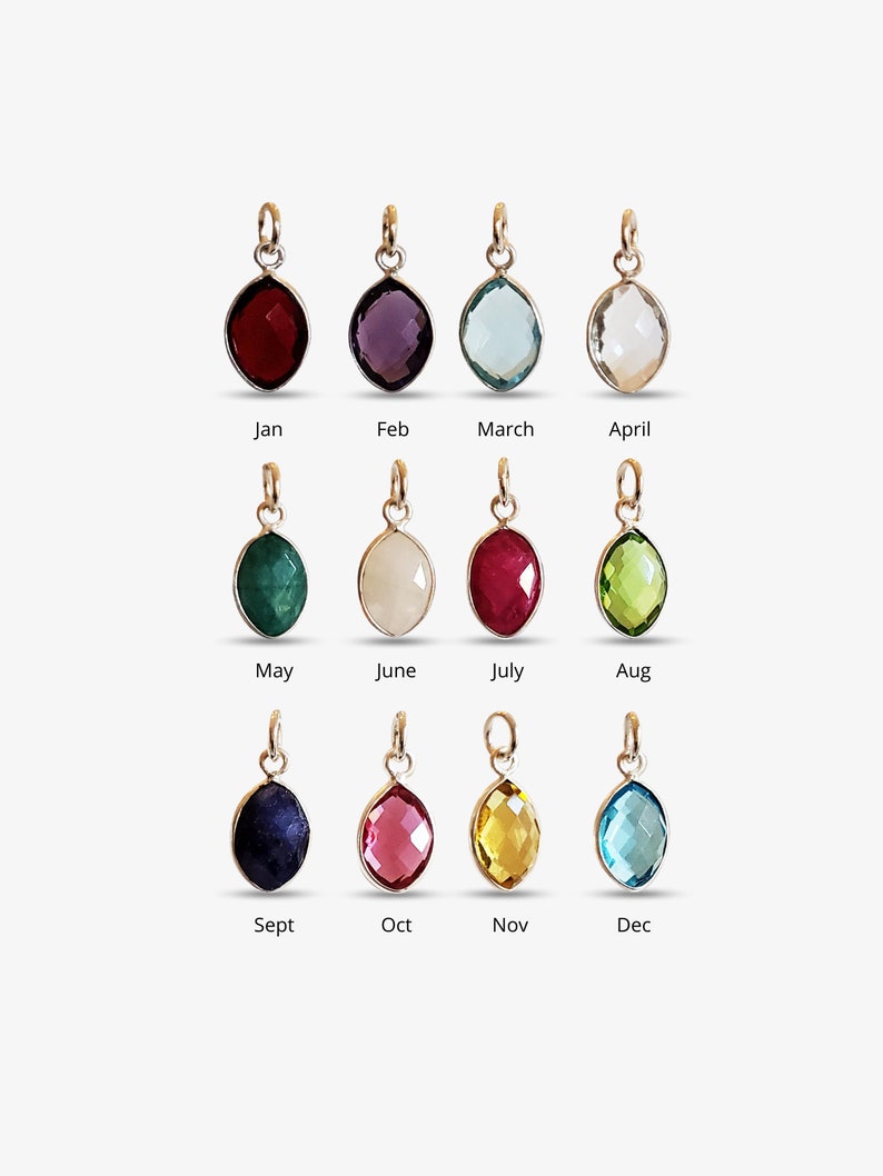 Silver Birthstone Add-on Charm Dainty Birth Month Teardrop Crystal ...