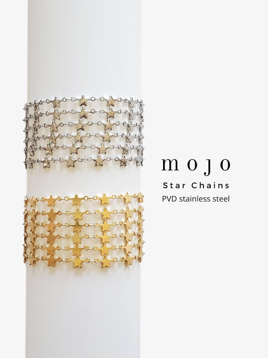 Star Chain for Permanent Jewelry PVD Stainless Steel Gold and Silver ...