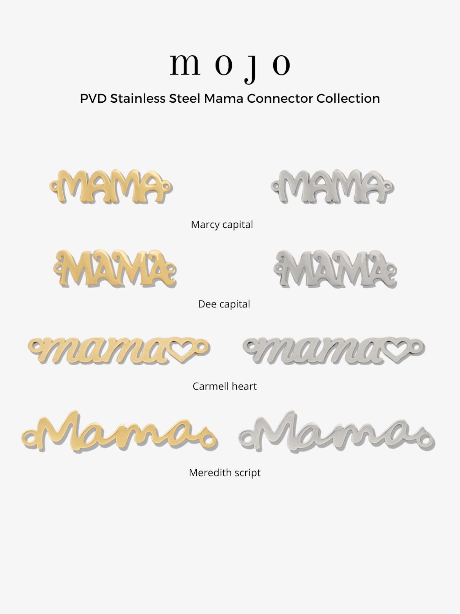 4 Styles! Mama Connector, Mama Link for Bracelet Necklace, Gold Silver ...