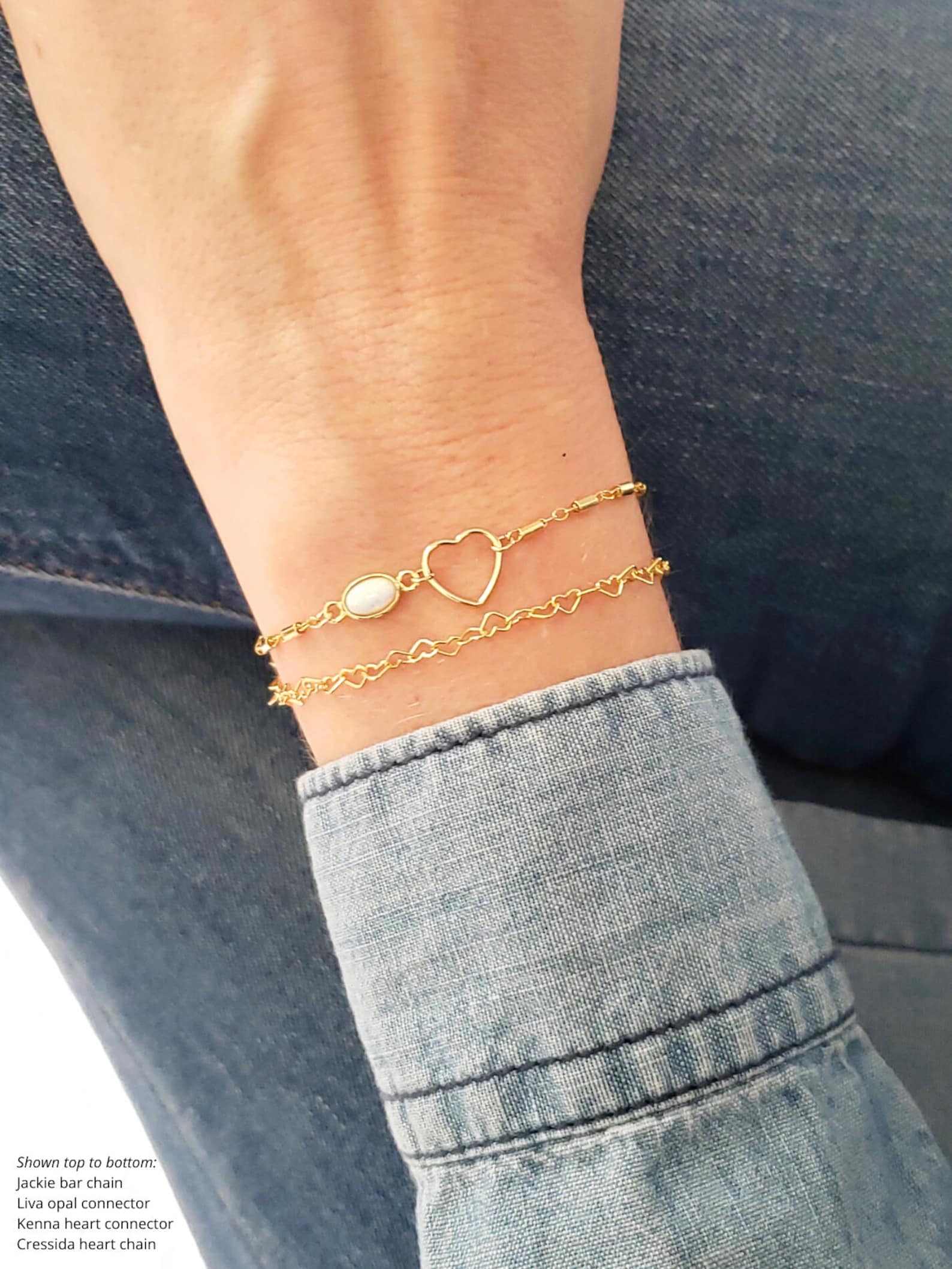 Set of 5 X 14K Gold Filled or 925 Sterling Silver Heart Connector for ...