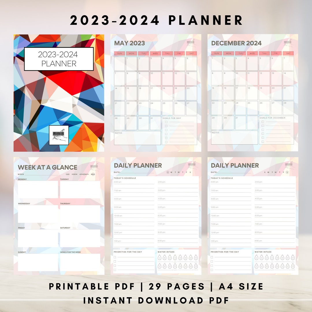 2023-2024 Planner Digital Download Geometric Colorful - Etsy
