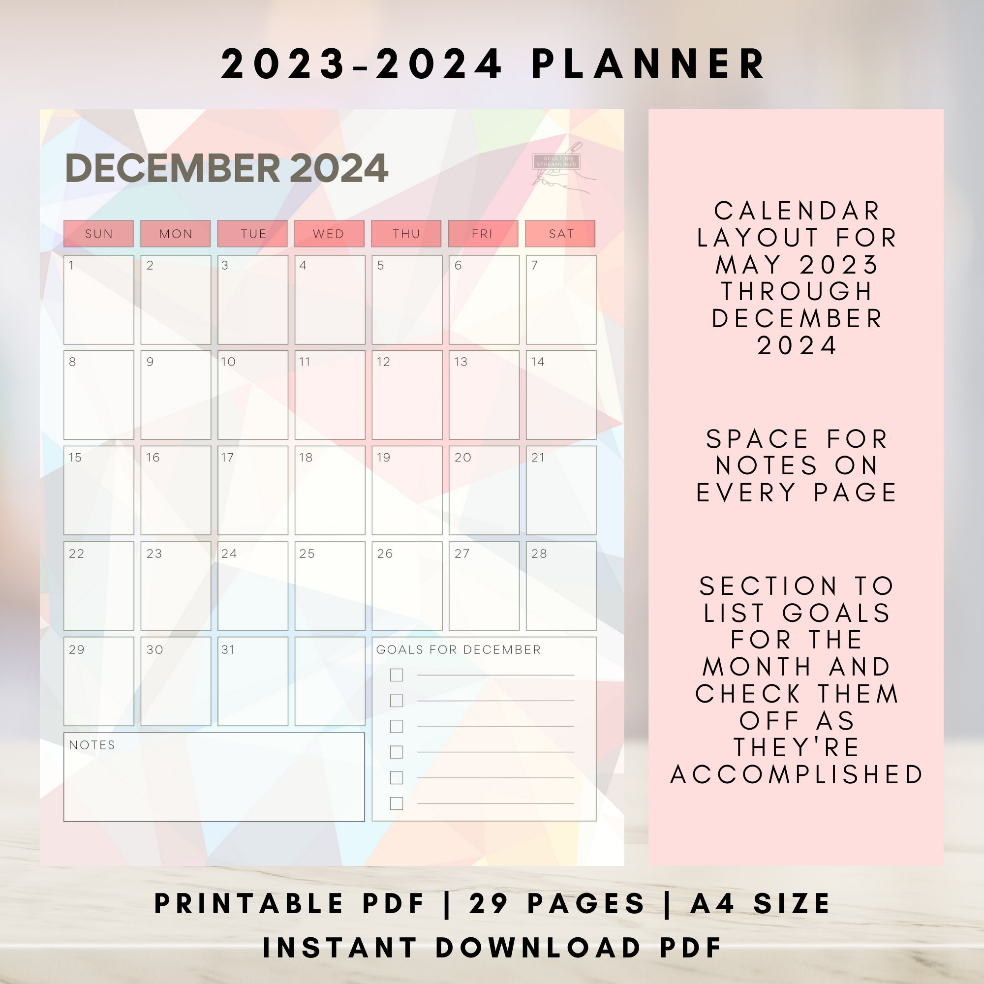 2023-2024 Planner Digital Download Geometric Colorful - Etsy