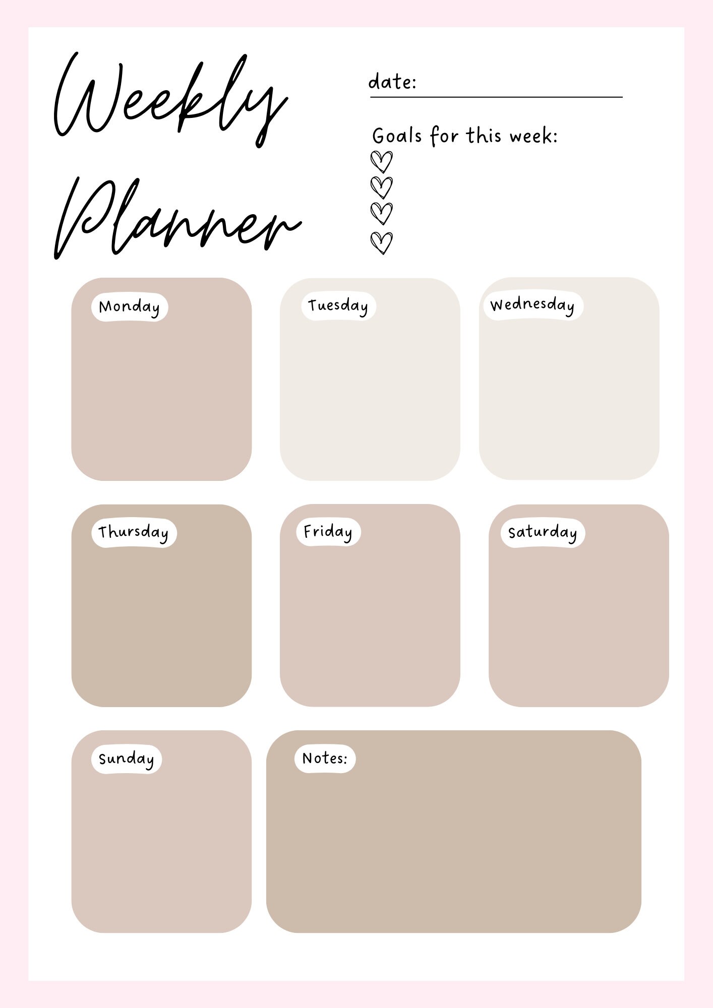 Printable Weekly Planner, Productivity Planner, Instant Download, - Etsy
