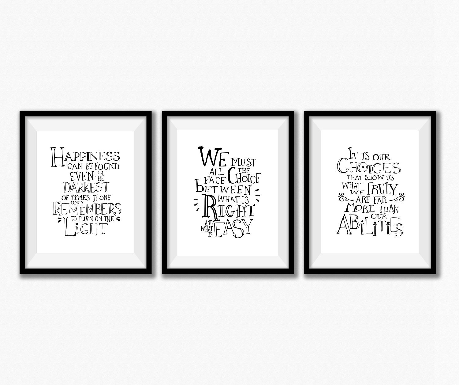 Harry Potter Quotes Wall Art Set Of 3 Harry Potter Wall Art | Etsy