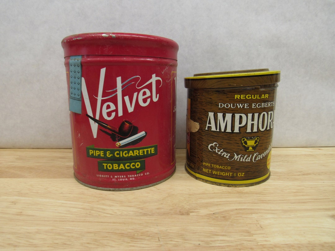 Vintage Tobacco Cans, Velvet Tobacco Can, Amphora Tobacco Can With Lids ...