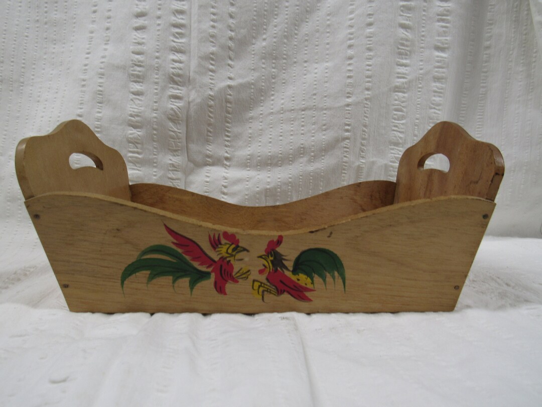 Wooden Rooster Box, Wooden Rooster Open Bread Box, Wooden "selected ...