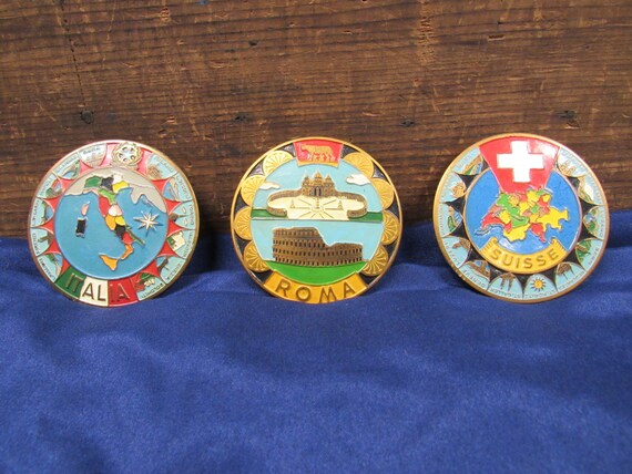 Cloisonne Car Badges Vintage Foreign Country Car Bagdes - Etsy