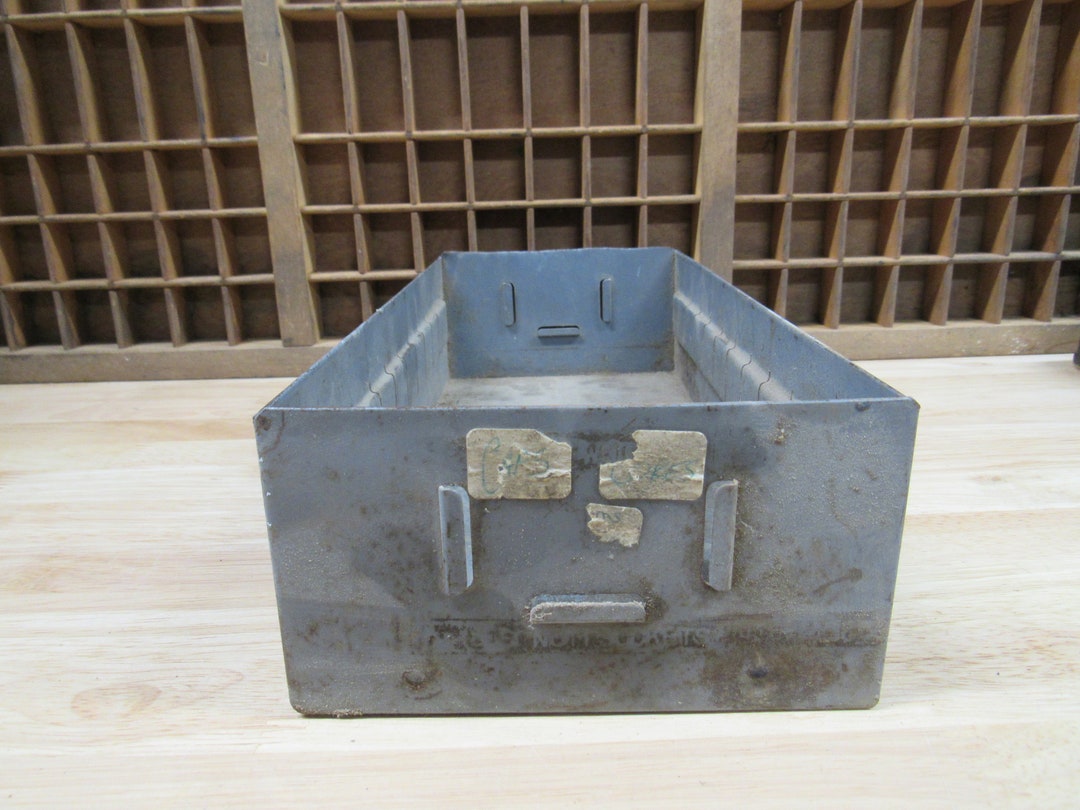 Rustic Metal Drawer, Rusty Vintage Metal Box With Finger Hold Handle ...