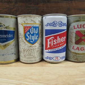 Rusty Beer Cans, 4 Rustic Beer Cans, Burgermeister, Heilemans Old Style ...