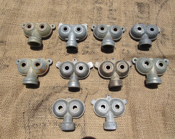 Double Brass Sprinkler, Double Spray Brass Sprinkler, Rustic Robot Face ...