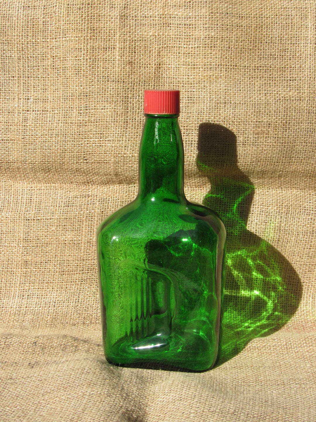 Green Liquor Bottle, Triangle Shaped Large Green Liquor Bottle From ...