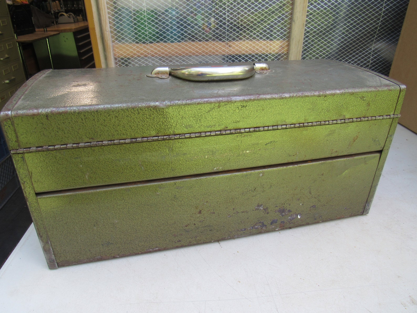 Rustic Tool Box Metal Park Box Green Park Tool Box With | Etsy