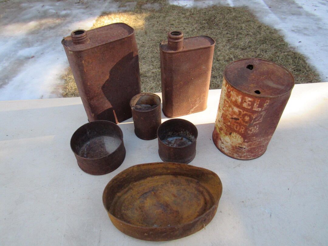 Rusty Cans, 7 Rusty Cans, Rusty Can Assortment, Vintage Rusty Cans, Can ...