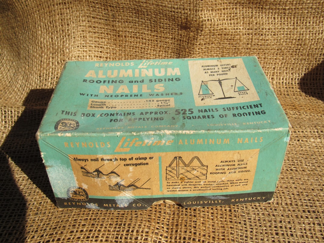 Reynolds Aluminum Nails, Box of Various Sized Reynolds Aluminum Roofing ...
