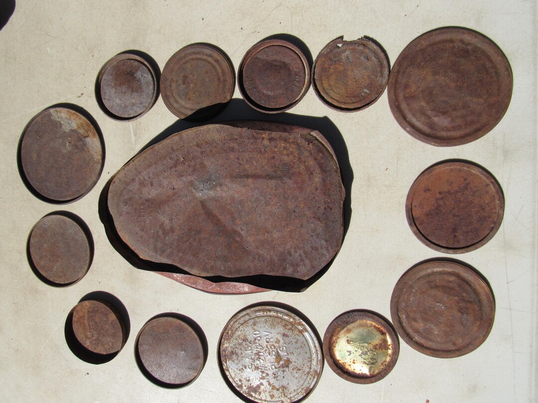 Rusty Lids, 14 Rusty Metal Lids, Metal Rusty Lids, Rusty Ham Can Lid ...