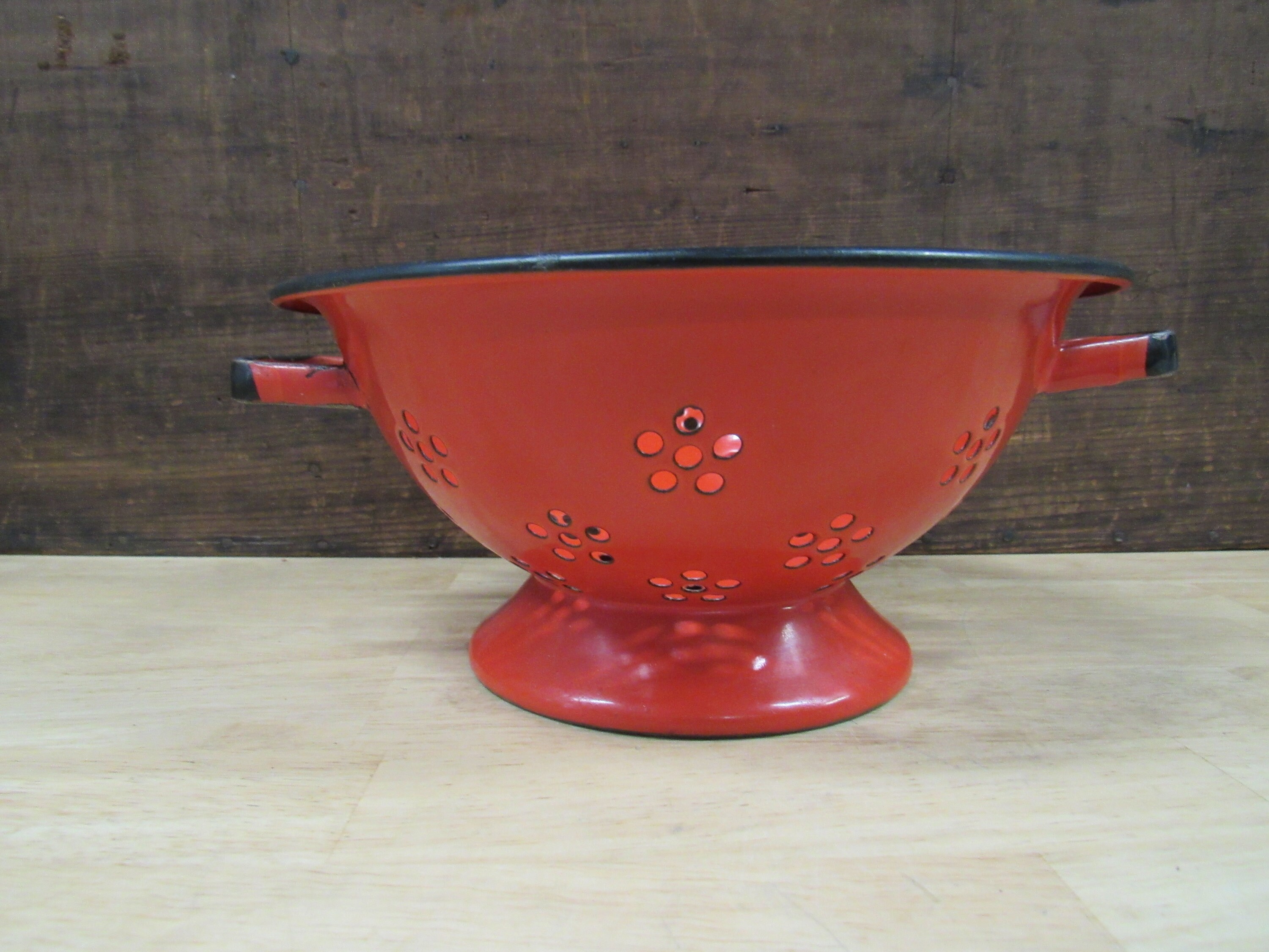 Red Enamelware Colander Red Porcelain Enamel Colander With | Etsy