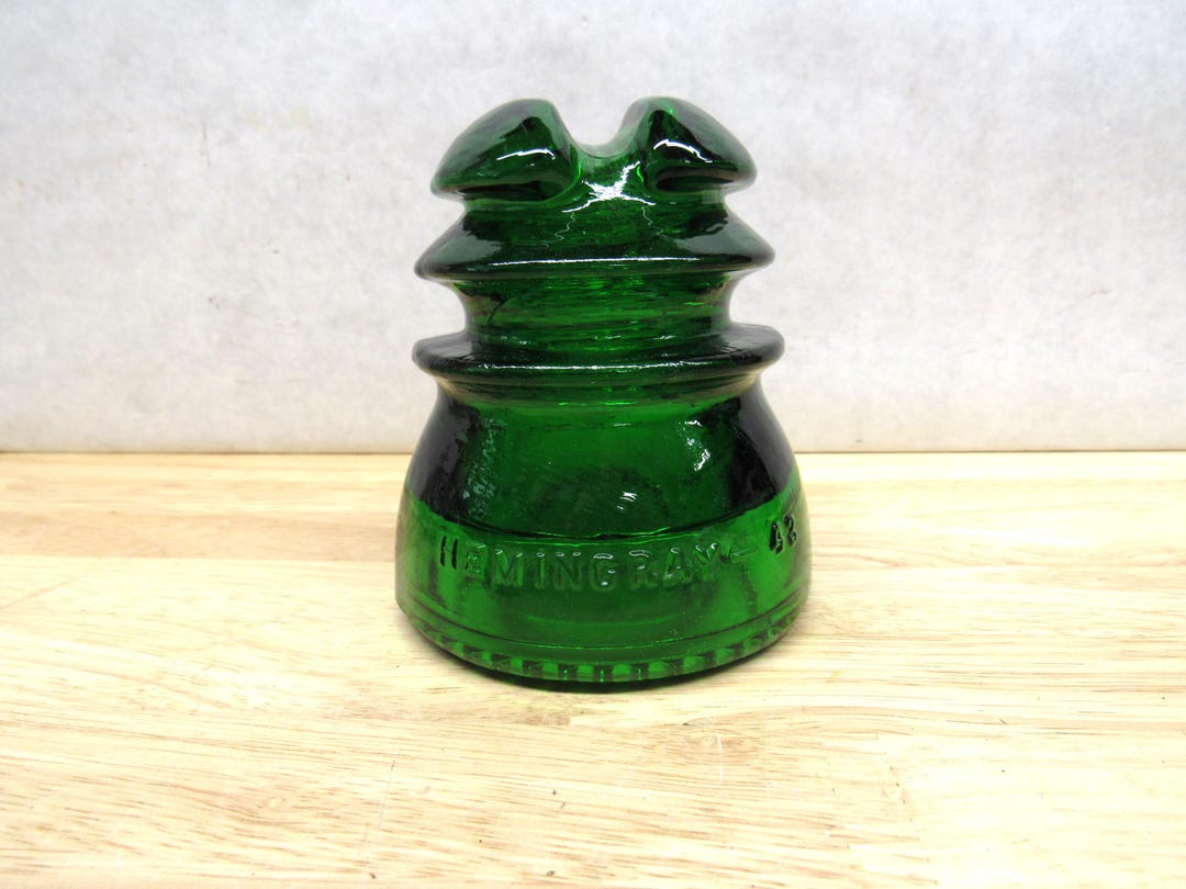 Green Glass Insulator, Beautiful 7-up Green Hemingray Insulator, Bright ...