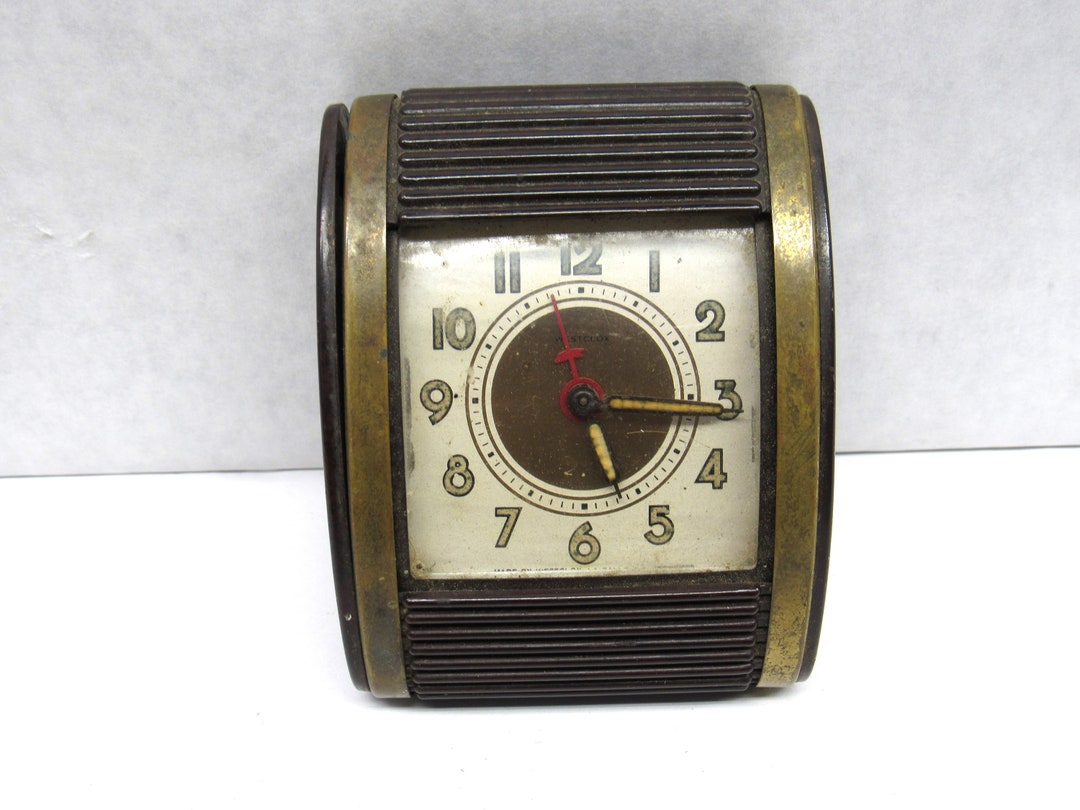 Westclox Travel Clock, Art Deco Style Westclox Travel Clock With Roll Top Cover - Etsy