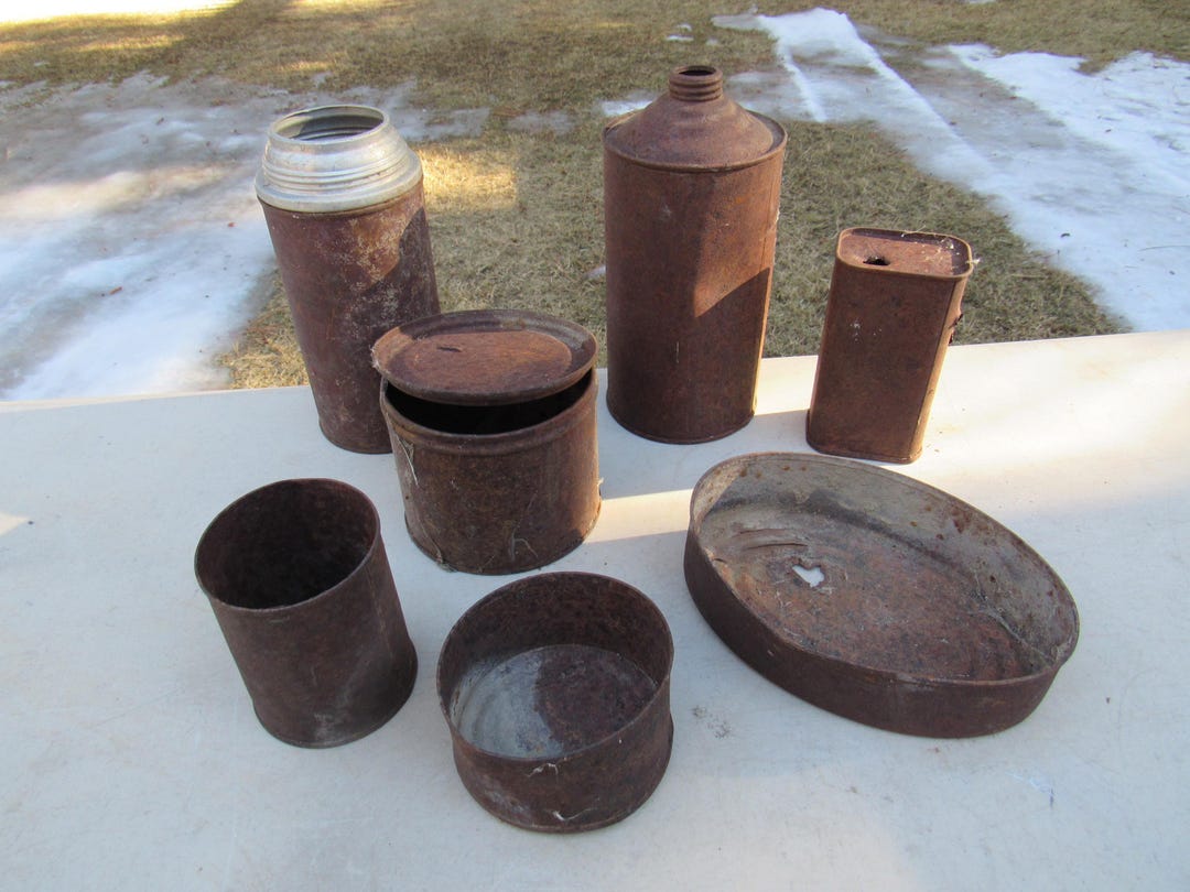 Rusty Cans, 7 Rusty Cans, Rusty Can Assortment, Vintage Rusty Cans, Can ...