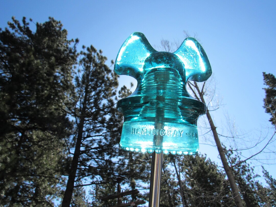Glass Insulator, Mickey Mouse Insulator, Dark Aqua Hemingray Mickey ...