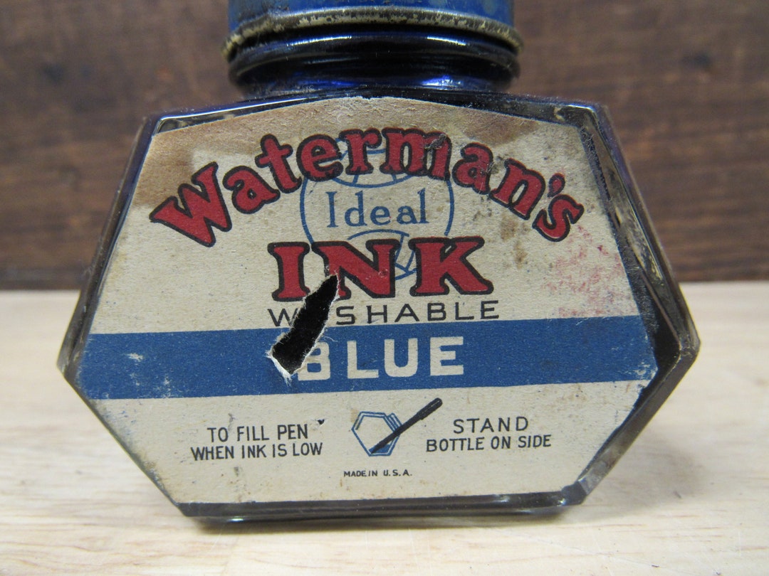 Waterman's Ink Bottle, Blue Waterman's Ink Bottle, Blue Ink Bottle - Etsy
