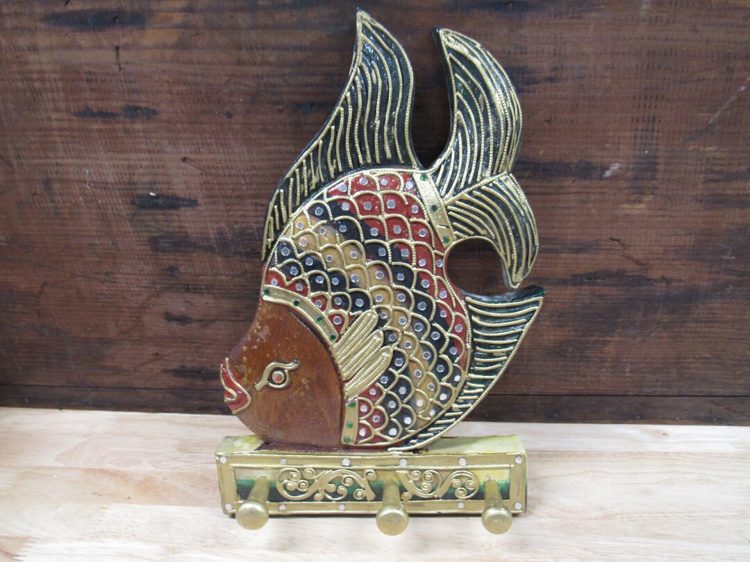 Fish Coat Rack, Wooden Fish Decor, Hand Painted Wooden Fish Coat Rack ...