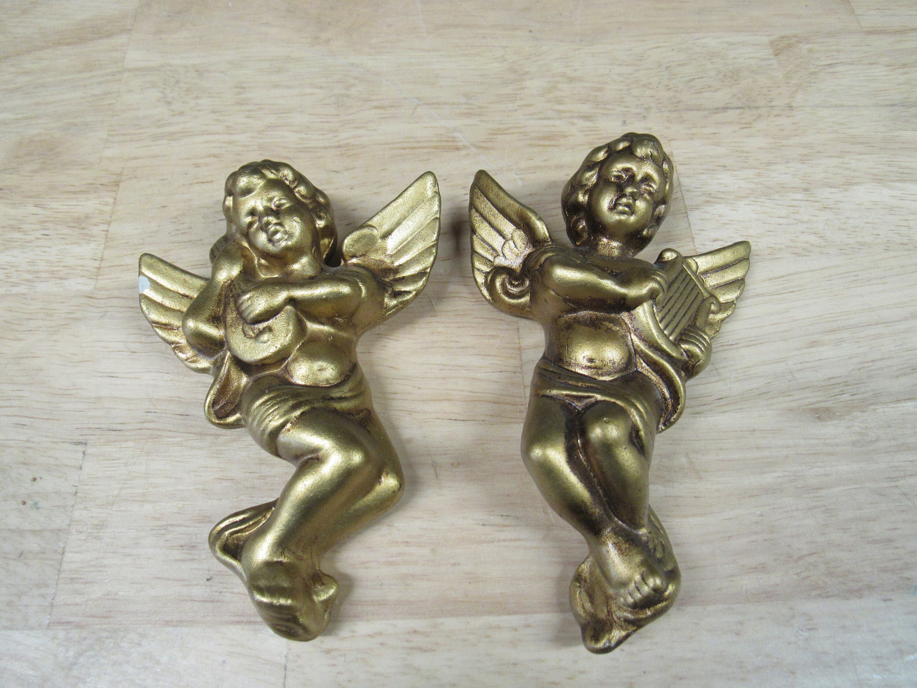 Gold Ceramic Angels Gold Plaster Cherubs Gold Angel Wall | Etsy