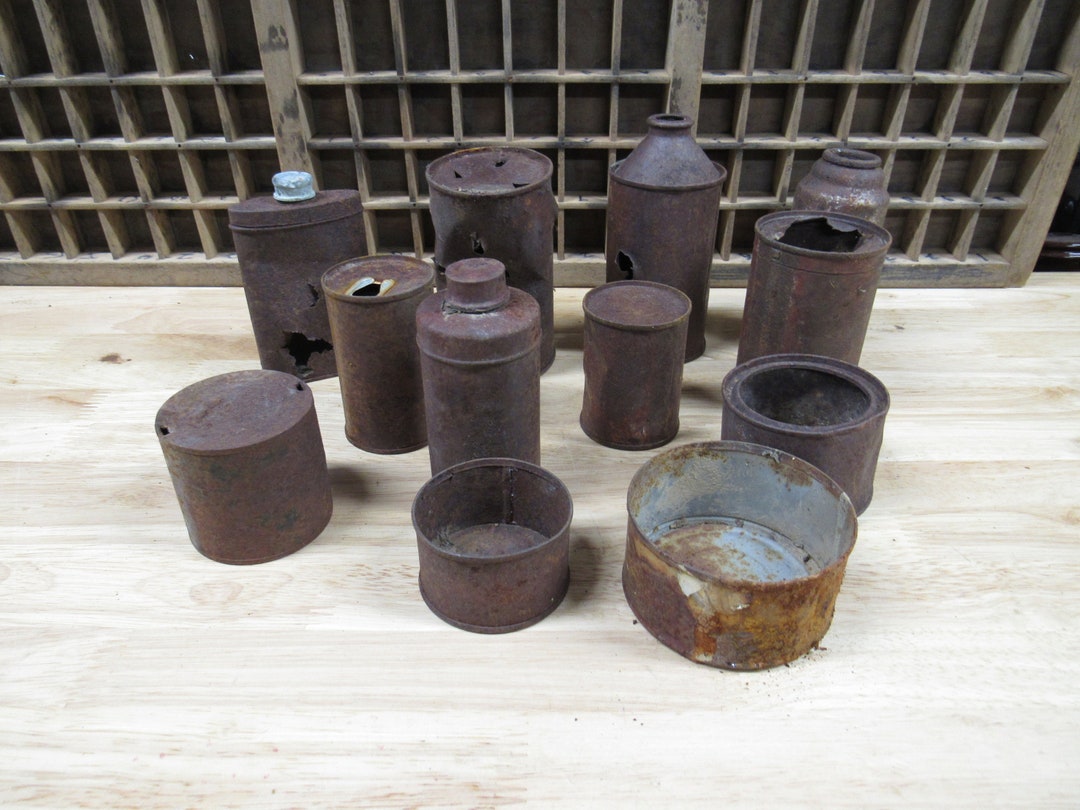 Rusty Cans, 12 Rusty Cans, Rusty Can Assortment, Vintage Rusty Cans ...