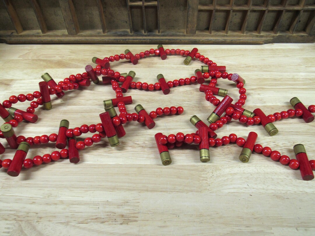 Shotgun Shell Garland, Red Wooden Shotgun Shell and Red Bead Garland - Etsy