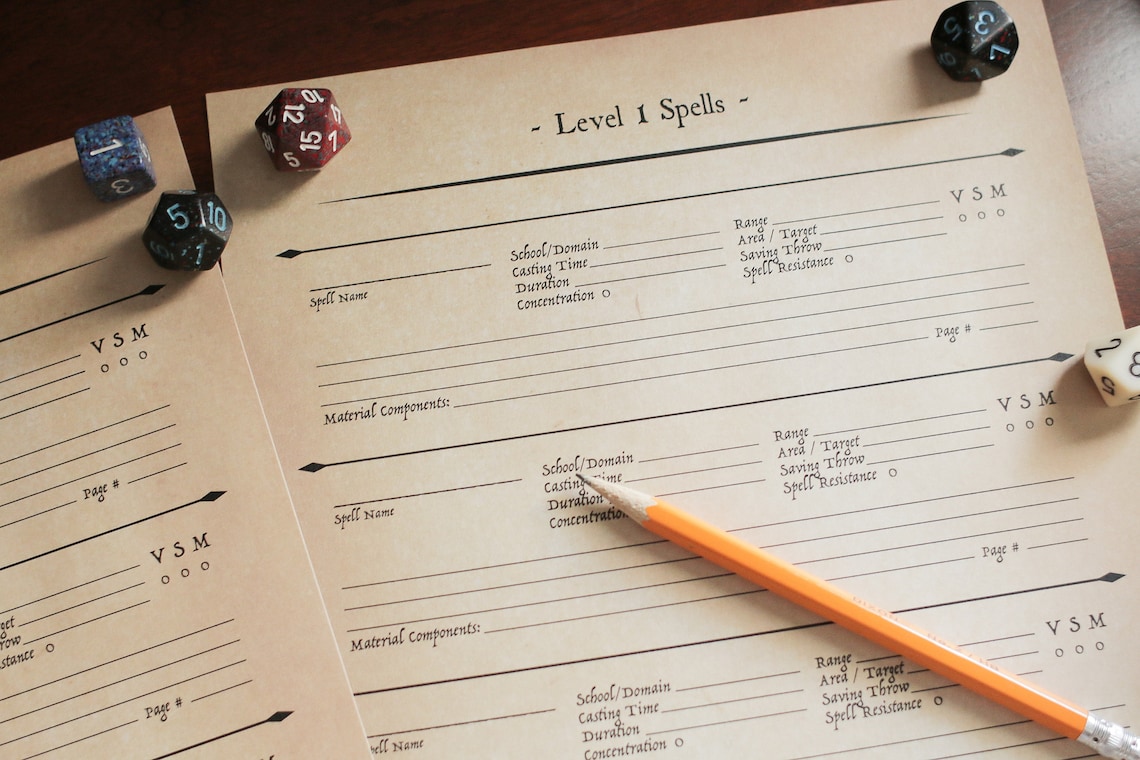 Spellbook Pages Printable Dungeons and Dragons | Etsy